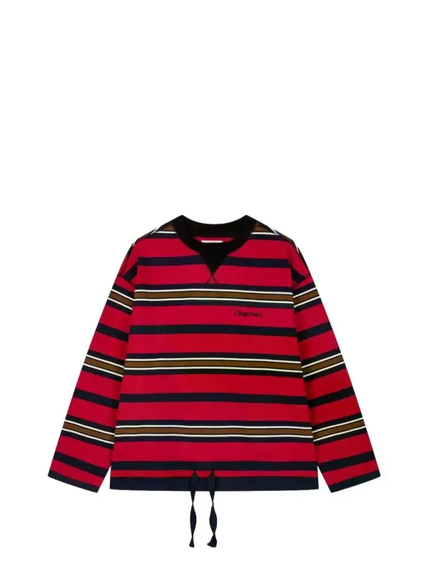 STUDIO TOMBOY Adjustable-hem Striped Sweatshirt - Red