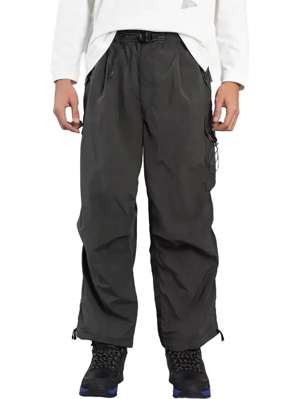 AND WANDER Belted Wide-leg Cargo Trousers - Grey