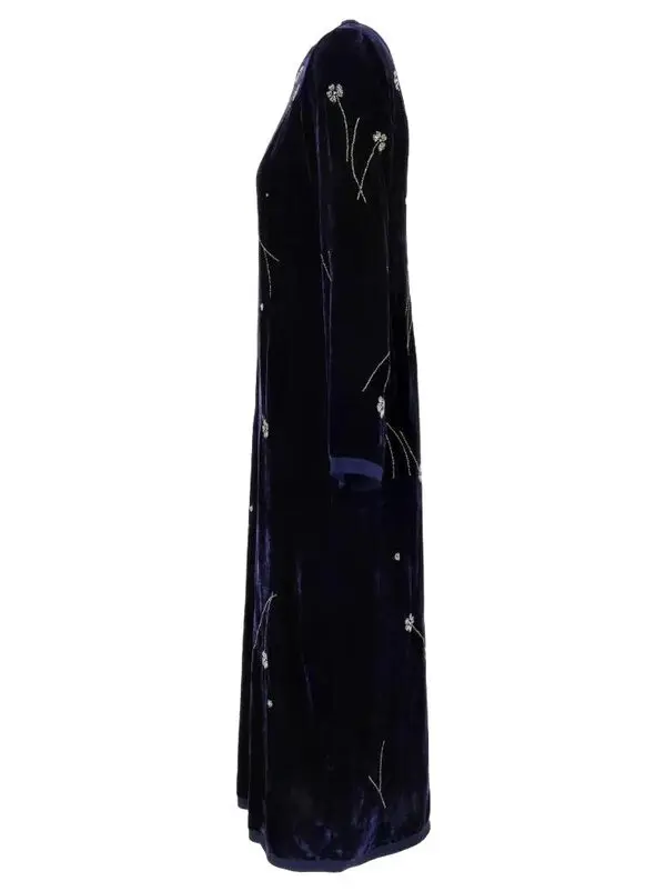 FORTE_FORTE Fleurs D'orient Velvet Midi Dress - Blue