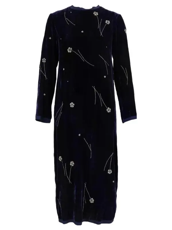 FORTE_FORTE Fleurs D'orient Velvet Midi Dress - Blue