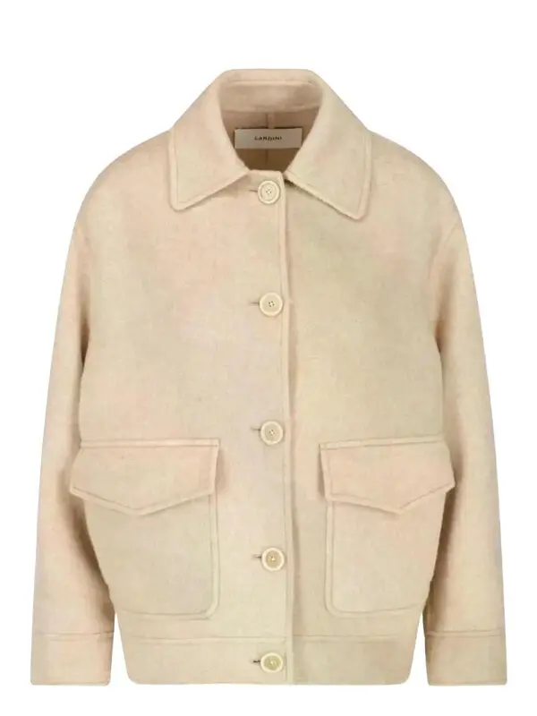 LARDINI Button-up Wool-blend Jacket - Neutrals
