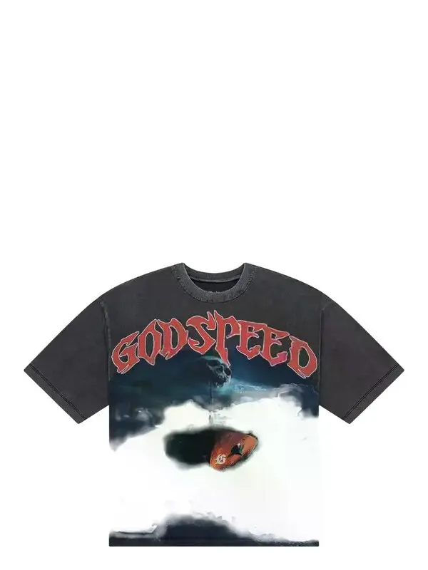 GODSPEED Sea Sick Graphic-print Washed T-shirt - Black