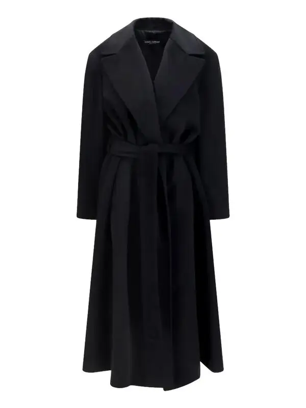 Dolce & Gabbana Double-breasted Coat In Wool - Black