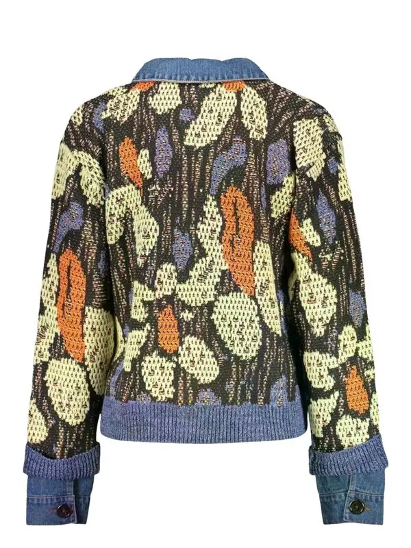Desigual Floral-intarsia Denim-collar Sweater - Blue