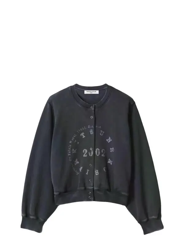 Maison Kitsuné Circle Stamp Logo-print Press-stud Sweatshirt - Black