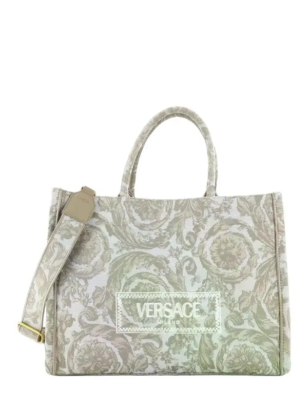 Versace Athena Convertible Barocco Jacquard Medium Tote Bag - Neutrals