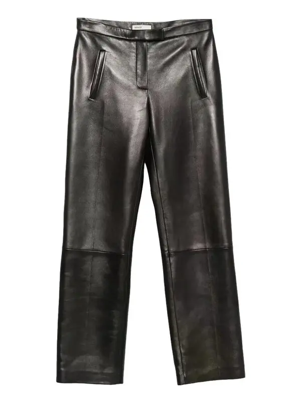 Khaite Leather Straight-leg Trousers - Black