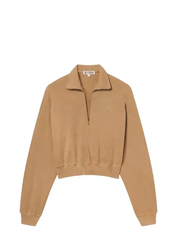 Eterne Half-zip Cropped Sweatshirt - Neutrals