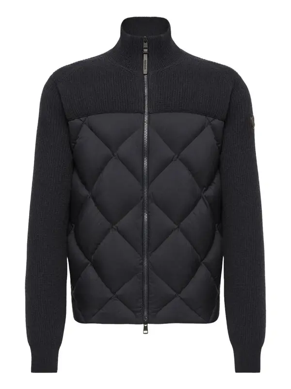Moncler Wool-cashmere Down Cardigan - Blue