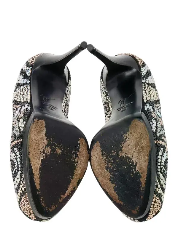 GIUSEPPE ZANOTTI Crystal-embellished Peep-toe Pumps - Black