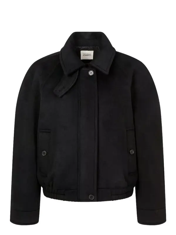 STUDIO TOMBOY Button-up Felted Bomber Jacket - Black