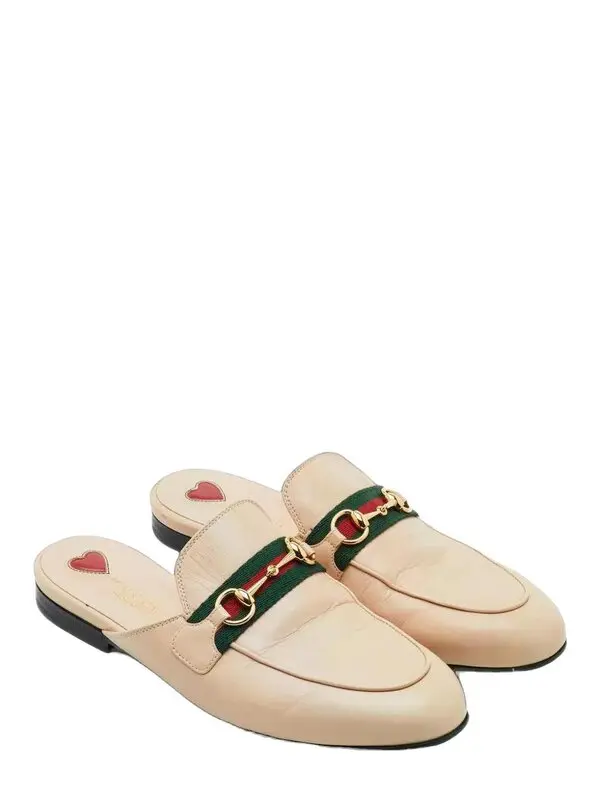 Gucci Princetown Horsebit Web Mules - Neutrals