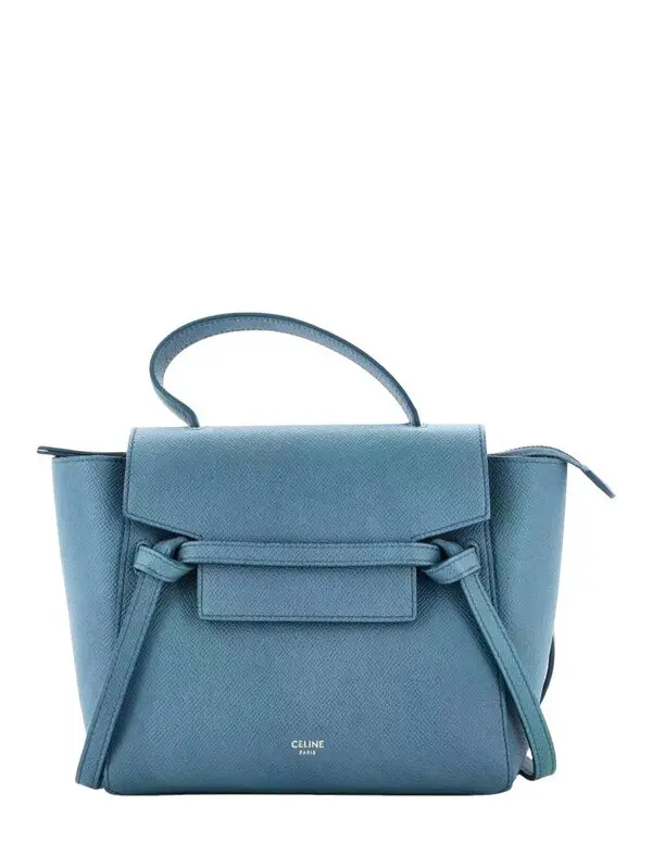 Celine Belt Bag Textured Leather Nano Shoulder Bag - Blue