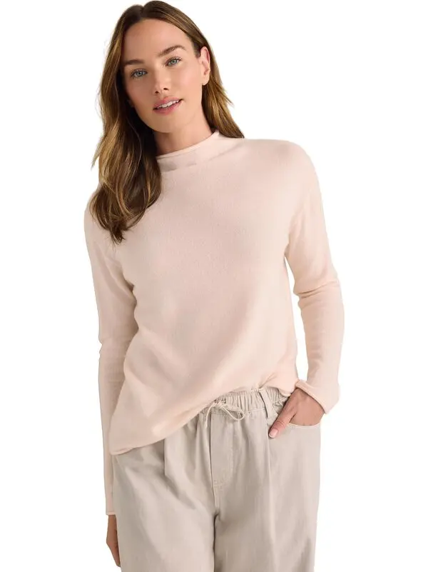 HAVEN WELL WITHIN Featherweight Cashmere Mockneck Sweater - Shell