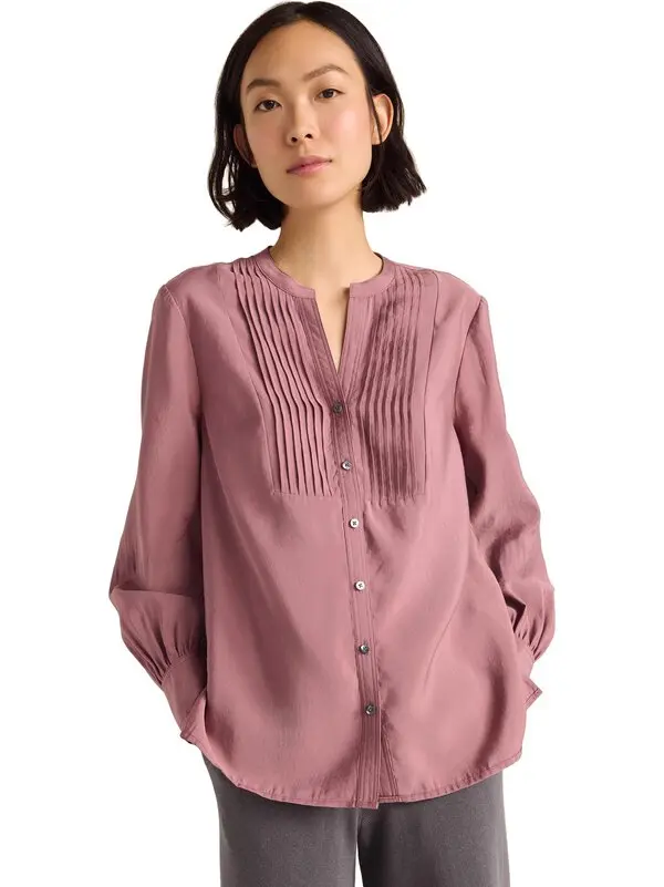 HAVEN WELL WITHIN Luxe Modal Button Front Shirt - Faded Raspberry