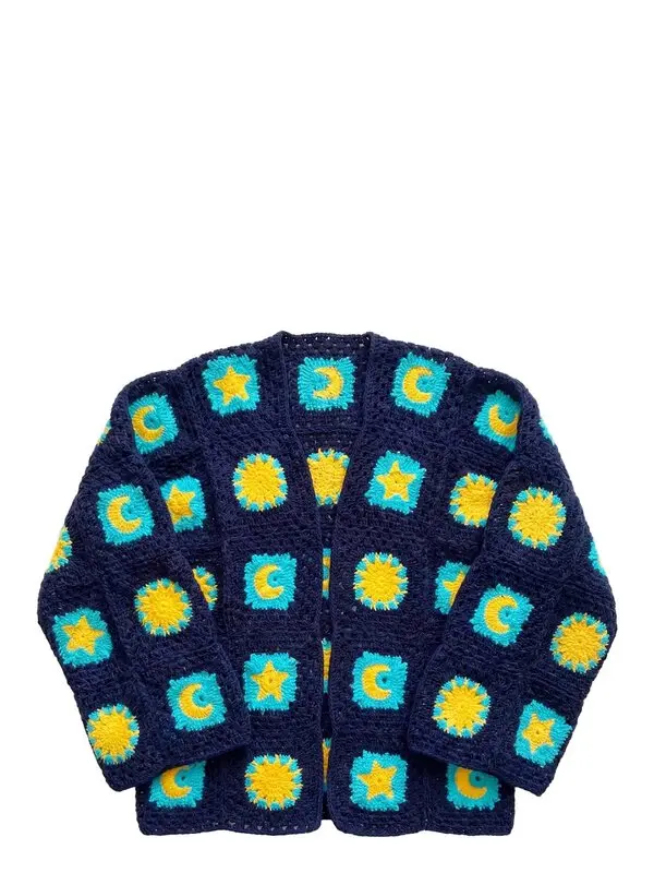 ANA CHIC Starry Night Handmade Crochet Cardigan - Blue