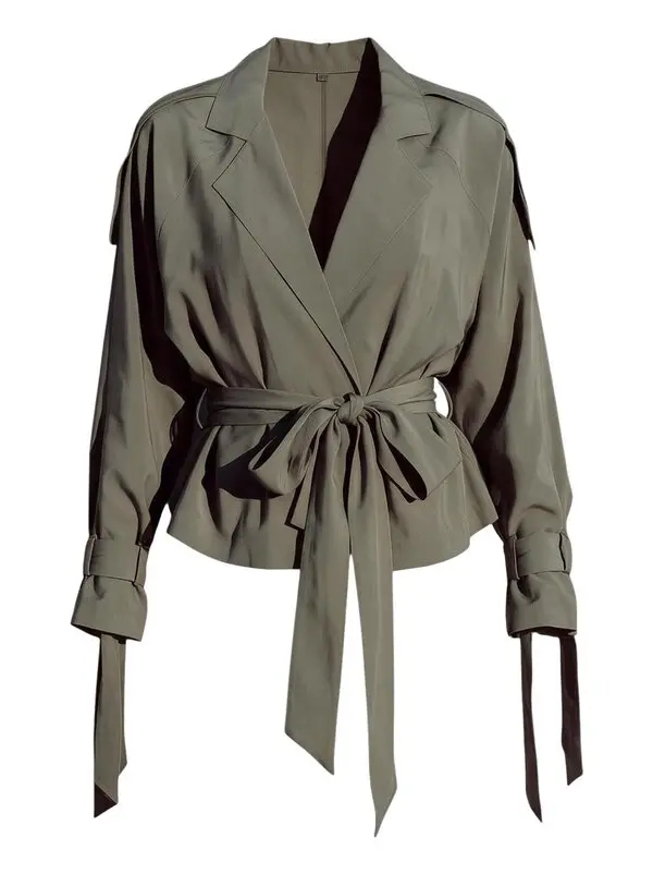 KIPÉPÉO Keylie Cropped Trench – Olive - Green