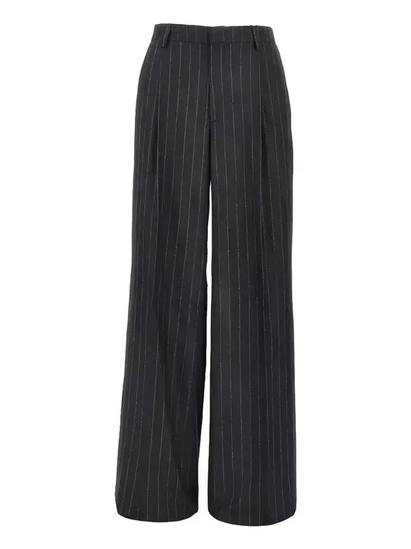 Tagliatore Pinstripe-print Pleated Trousers - Grey