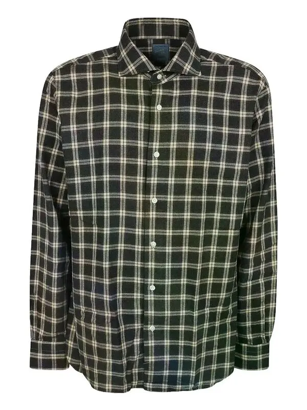 BARBA NAPOLI Check-print Long-sleeve Shirt - Black