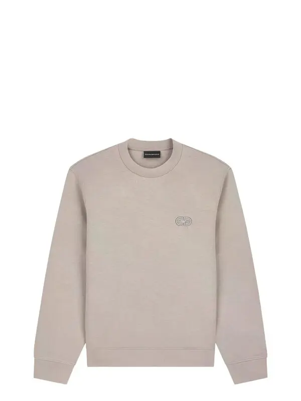 Emporio Armani Sweatshirt Essential In Cotton Double Jersey - Neutrals