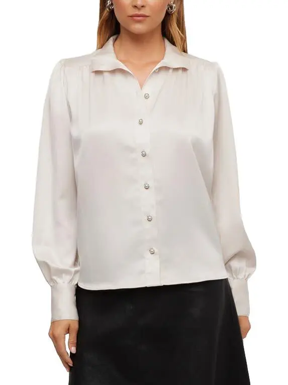 Fifteen Twenty Chloe Satin Shirt - Bone