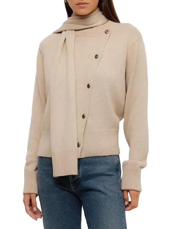 Fifteen Twenty Juni Asymmetrical Scarf Cardigan - Wheat