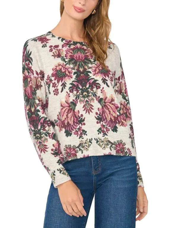 Vince Camuto Print Crewneck Sweater - Whisper Grey