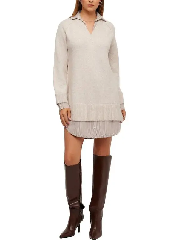 Fifteen Twenty Carrie Mixed Media Minidress - Bone
