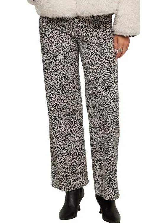 Fifteen Twenty Livvy High Waist Wide Leg Corduroy Pants - Leopard