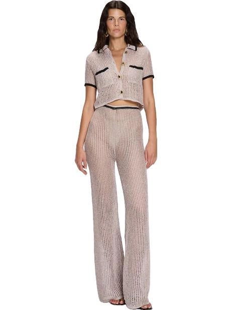 MOEVA Lerins Knitted High-waist Wide-leg Pants - Gray