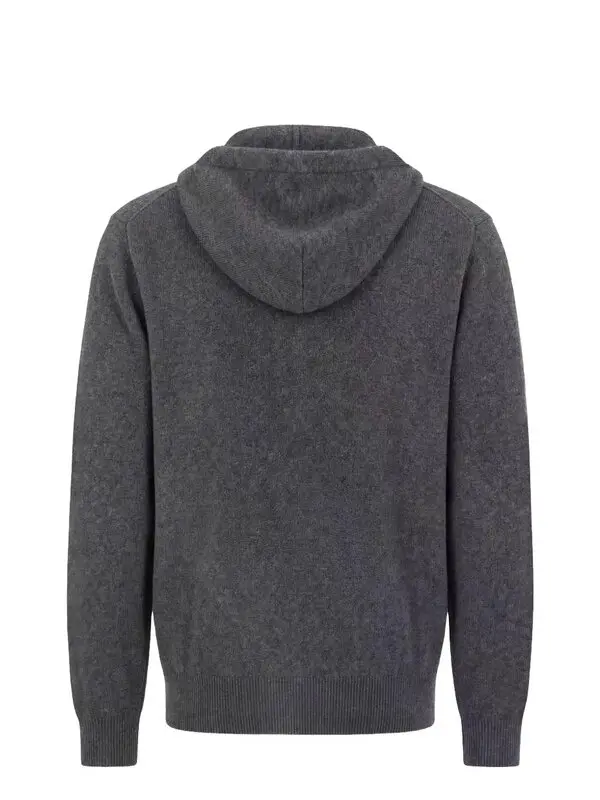 THE (ALPHABET) Zip-up Cashmere Hoodie - Grey