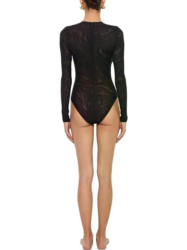 Emilio Pucci Marmo-pattern Long-sleeve Bodysuit - Black