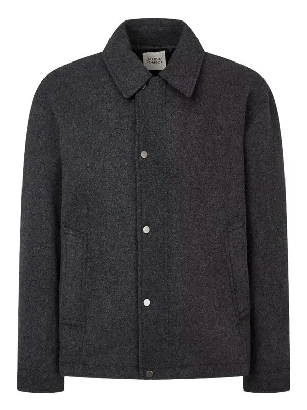 STUDIO TOMBOY Snap-button Zip-up Jacket - Grey