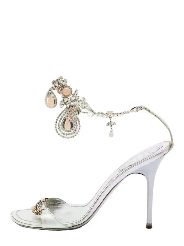 Rene Caovilla Crystal-embellished Ankle-strap Sandals - Silver