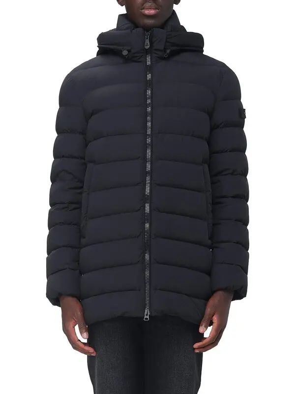 Peuterey Quilted Polyester Hooded Down Jacket With Contrast Logo - Black