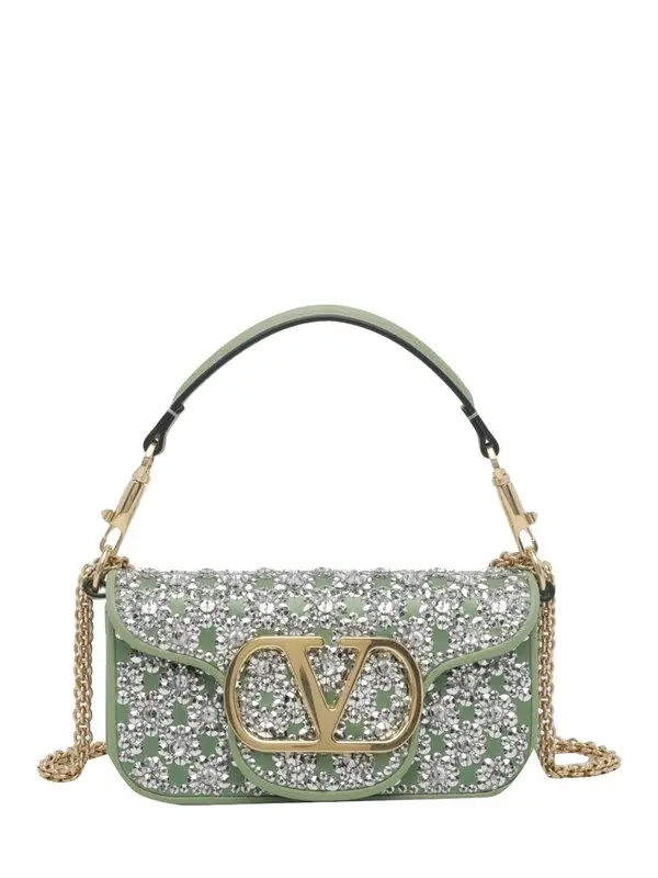 Valentino Garavani Locò Sequin-embroidered Fabric Mini Bag With Vlogo - Silver