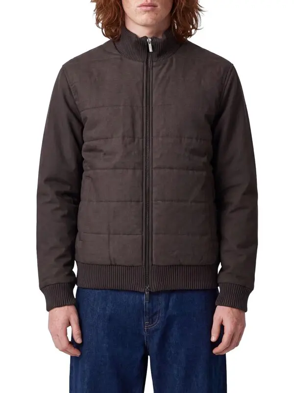 FAY Quilted Waterproof Puffer Jacket With High Collar - Coffee