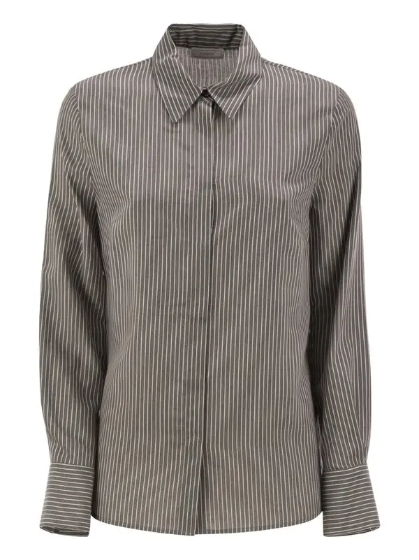 Peserico Striped Long Sleeve Shirt - Gray
