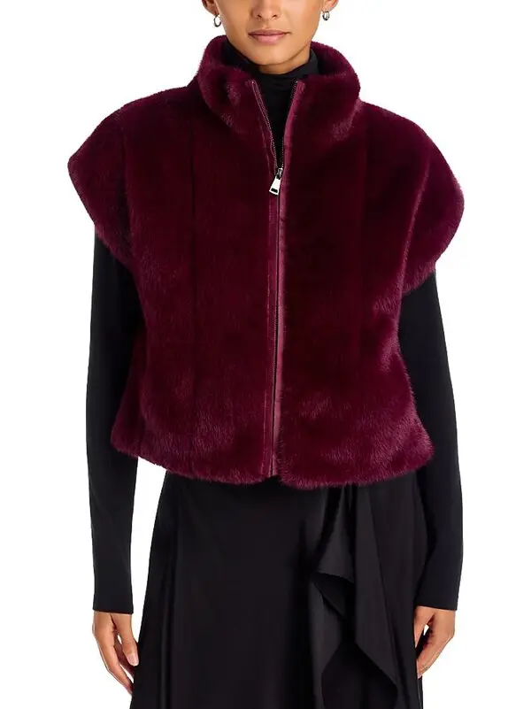Adrienne Landau The Miller Faux Fur Vest - Ruby