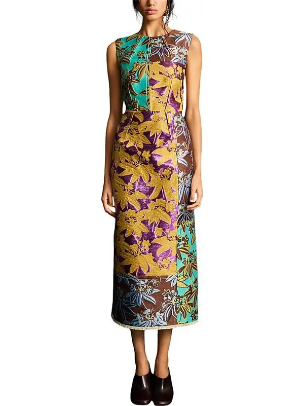 ALEMAIS Bodie Patchwork Jacquard Dress - Multi