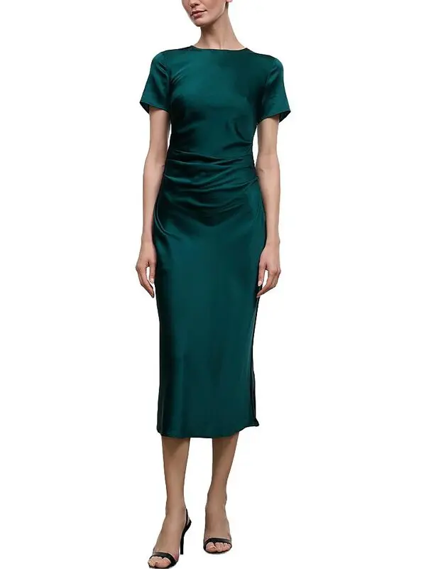 Staud Marcel Silk Blend Short Sleeve Dress - Emerald