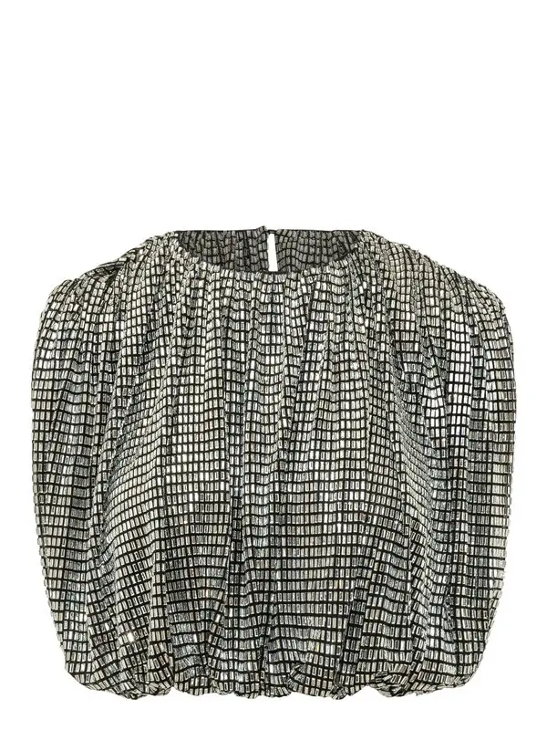 SELF-PORTRAIT Style Rhinestone Drape Top - Silver