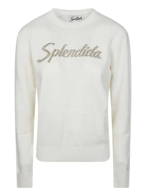 MC2 SAINT BARTH Sparkling Rhinestone Mini Crewneck Sweater - Multicolor