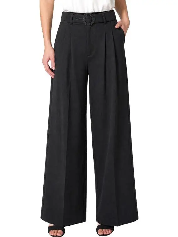 LIVERPOOL Belted High Waist Wide Leg Trousers - Black