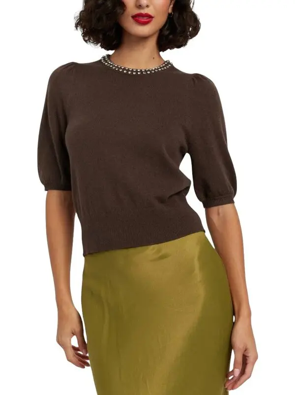 Chinti & Parker Wool-cashmere Jewel-neck Knitted Tee - Chocolate