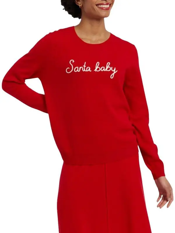 Chinti & Parker Wool-cashmere Santa Baby Sweater - Red