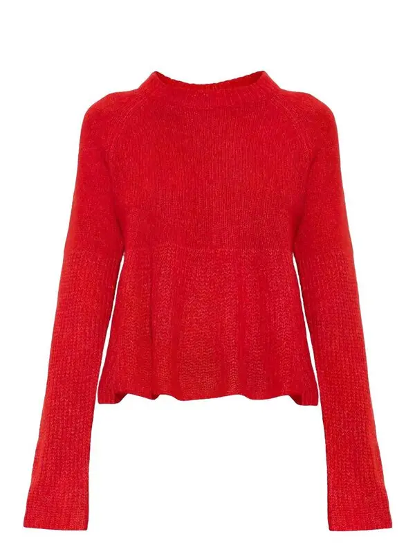 LISA YANG Portia Peplum Sweater - Red