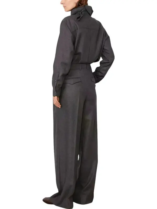 Officine Générale Elka Pleated Wide-leg Tailored Trousers - Grey