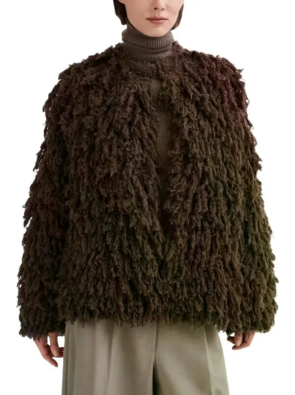 ROBERTO COLLINA Shaggy-knit Fur-effect Jacket - Brown