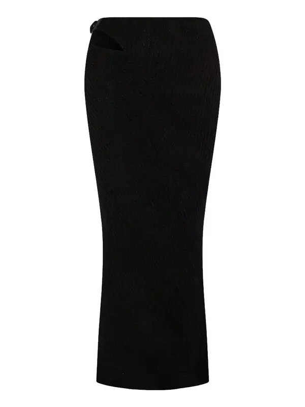 SRVC STUDIO Cut-out Ribbed Fitted Maxi Skirt - Black